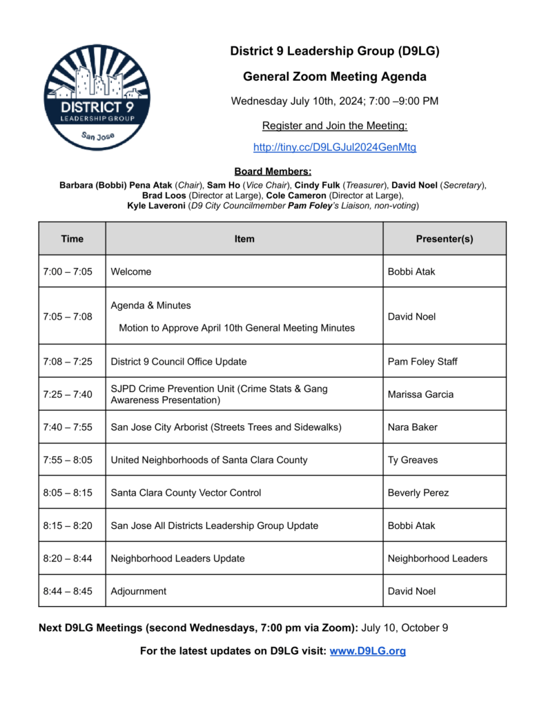 District 9 Leadership Group – Leadership Building and Community Advocacy